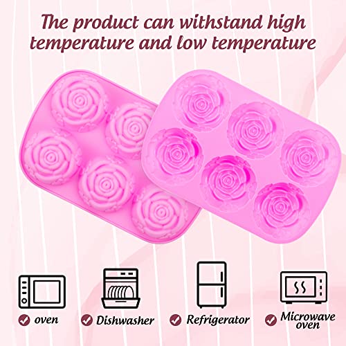 MOTZU 6 Cavity Rose Flower Silicone Ice Cube Candy Chocolate Cake Cookie Cupcake Baking Soap Mould