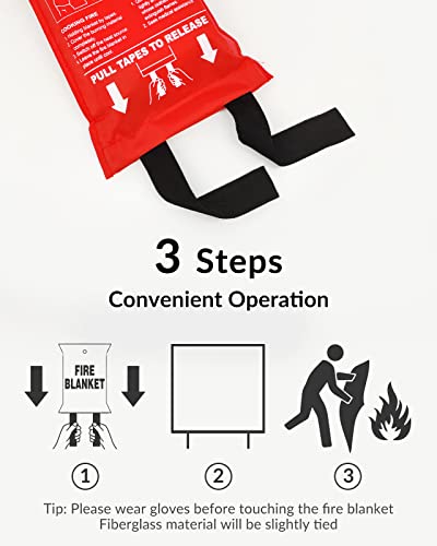 SITERWELL Fire Blanket, Fiberglass Fire Suppression Blanket for Emergency Surival,Emergency Blanket with Heat Insulation, Survival Blanket for Home, Grill, Car, Boat,4-Pack