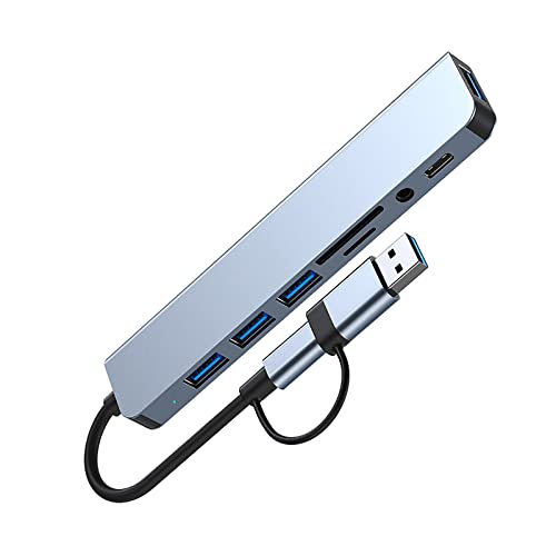 USB-C Hub 8-in-1, with 100W Power Output, 4K 60Hz HDMI Port, 10Gbps USB C and 2 USB A Data Ports, Ethernet Port, MicroSD and SD Card Reader 1Pc