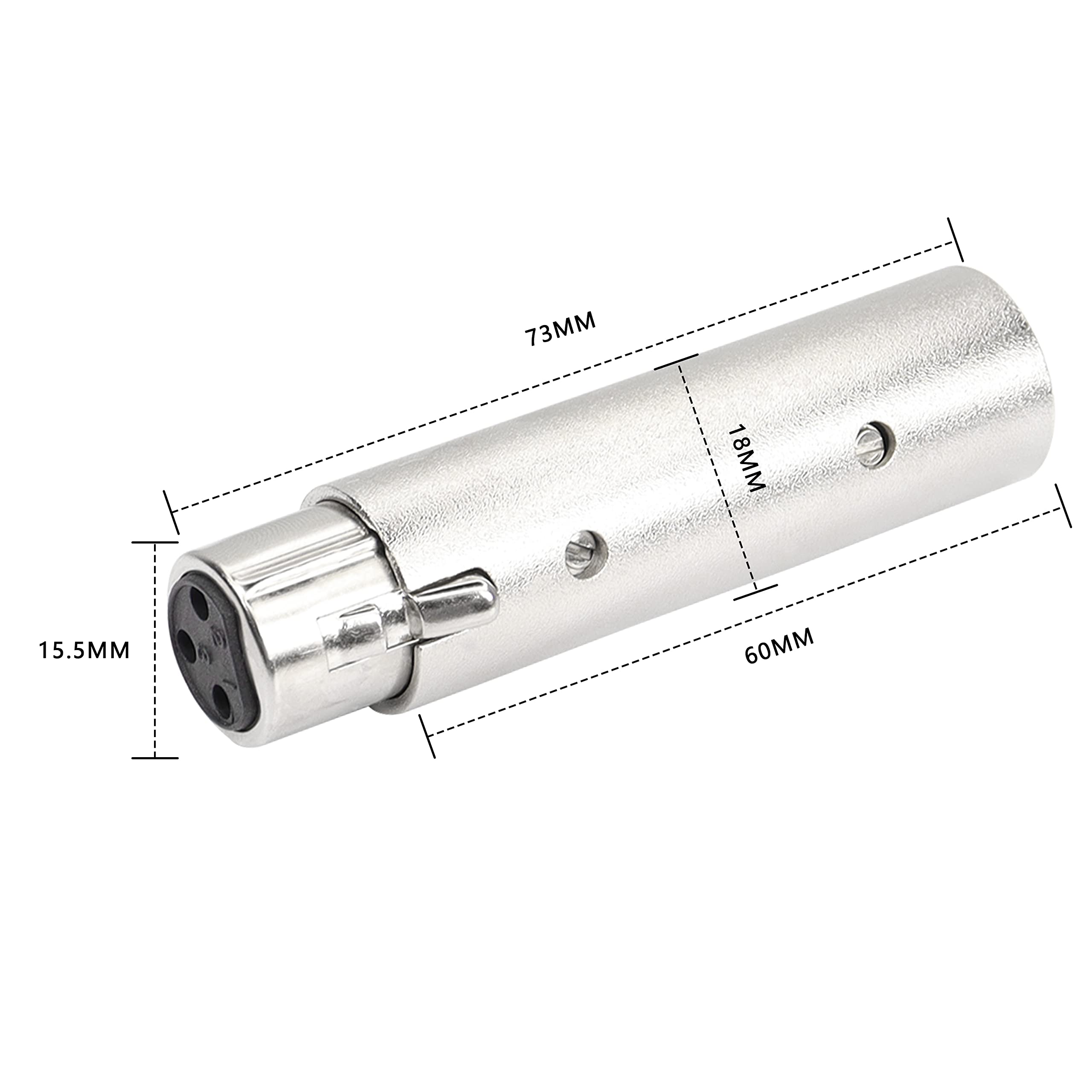 MEIRIYFA XLR 3 Pin Female to XLR 5 Pin Male Adapter Connector Gender Changer,Anodized Aluminum Adapter with Lock Release Button(Sliver-1PCS
