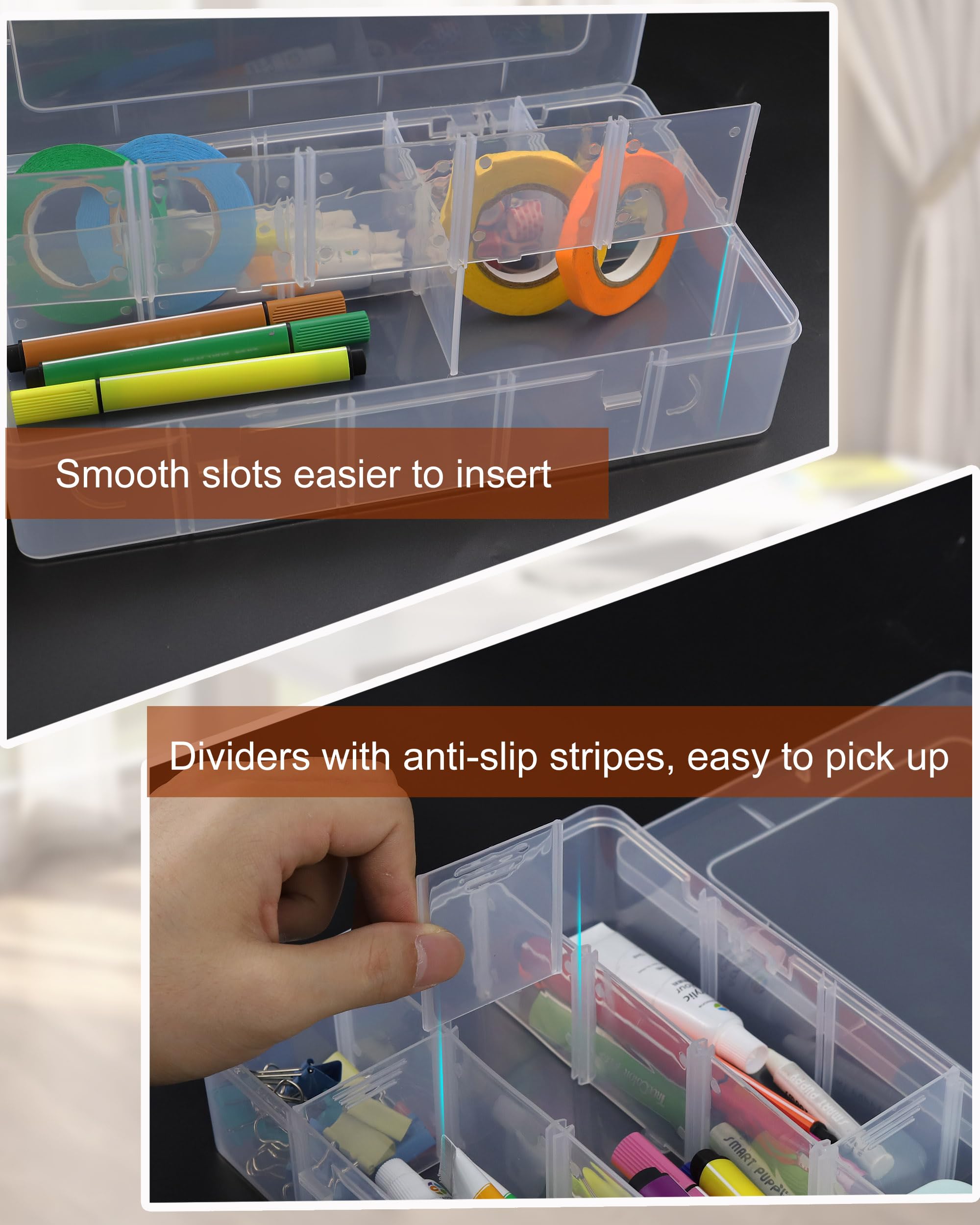 Wxvhji Tackle Box Organizer Plastic Organizer 3 Pack Bead Container Plastic Organizer Box with Dividers Plastic Jewelry Box Large 15 Grid Craft Organizer