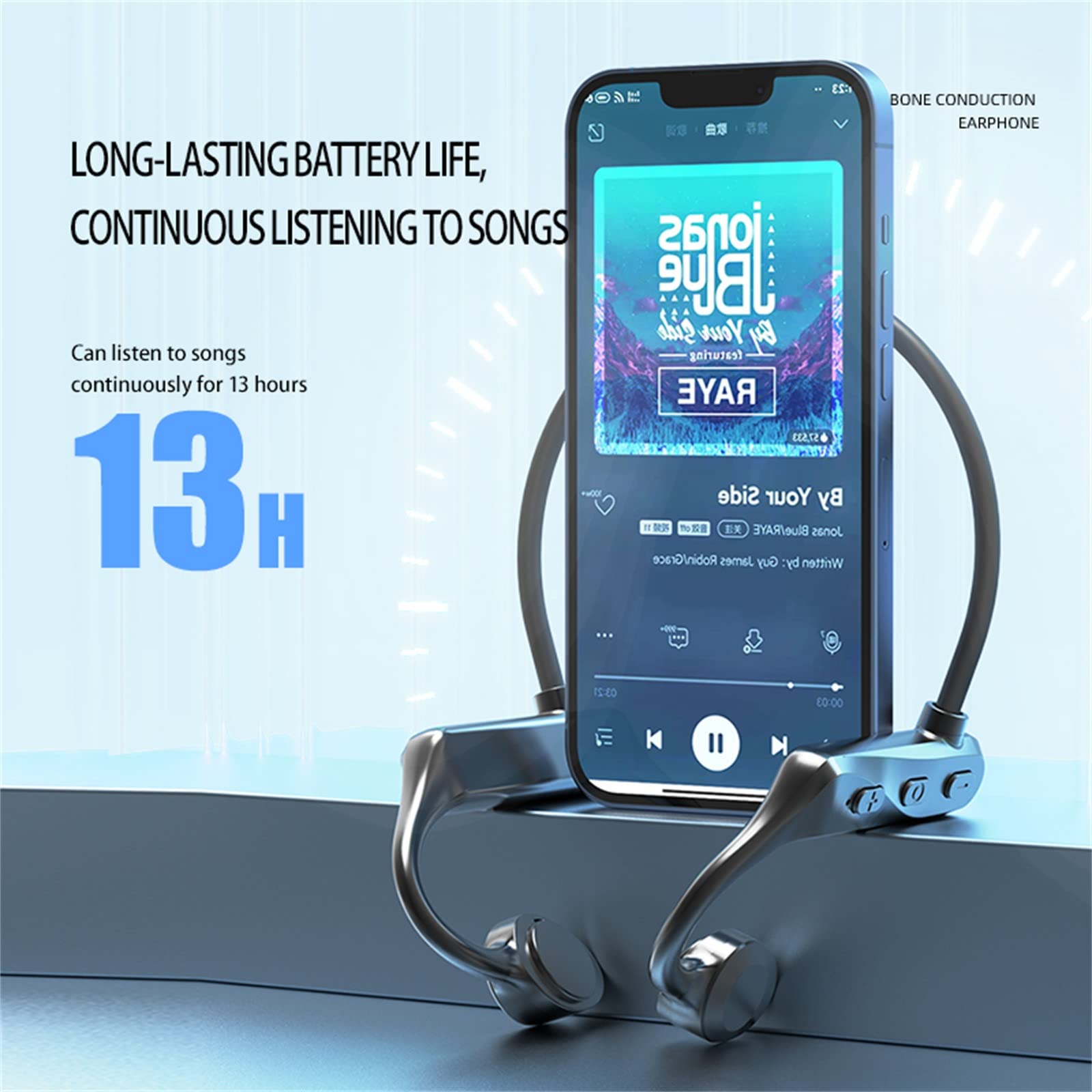 Usbinx Open-Ear Bluetooth Bone Conduction Sport Headphone, Fashion Sweat Resistant Wireless Sturdy Earphones Earbuds Headset for Workouts & Running with Deep Base, Birthday Present