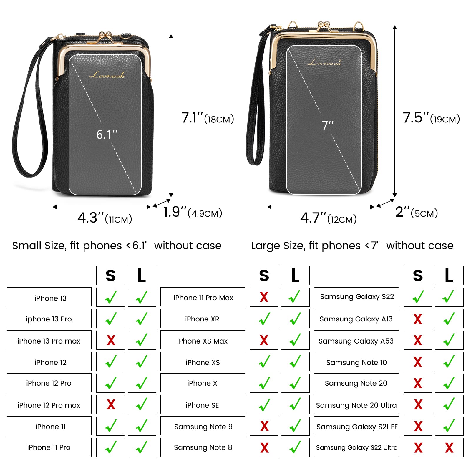 LOVEVOOK Crossbody Cell Phone Purses for Women Lightweight Shoulder Bags Card Holder Wallet Purse