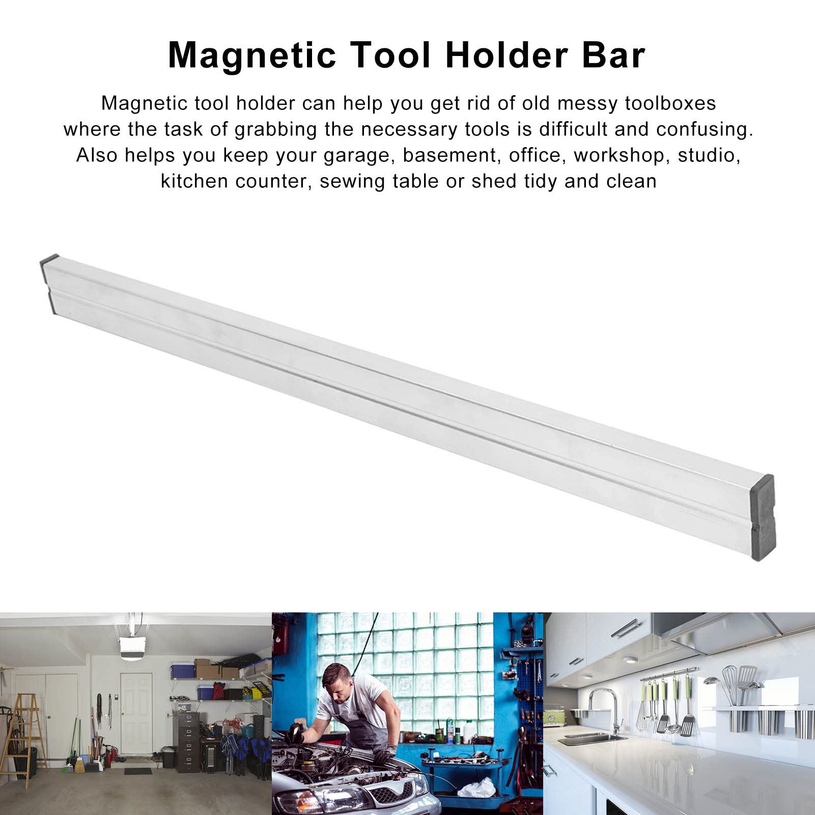 Tool Strip, Wall Mount Heavy Duty? Tool Holder Strong Magnetism 2?Sided for Kitchen for Storage
