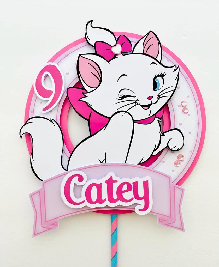 Personalized Marie the cat Themed Cake Topper