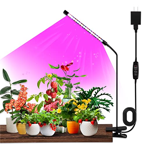 PYLYFE Full Spectrum Plant Grow Light, Grow Lights for Indoor Plant, Clip-on Full Spectrum Grow Light, Flexible Gooseneck, Automatic Timer, 4 Brightness Levels for Seedling Growing Blooming Fruiting