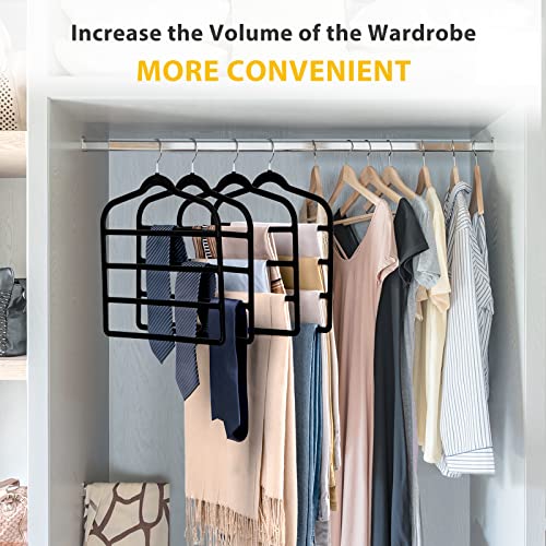 Velvet Pants Hangers Space Saving - Non Slip Jeans Hangers Znben Velvet Trousers Clothes Hangers Multiple Closet Storage Organizer for Jeans Scarves Tie Towels Black 3 Pack