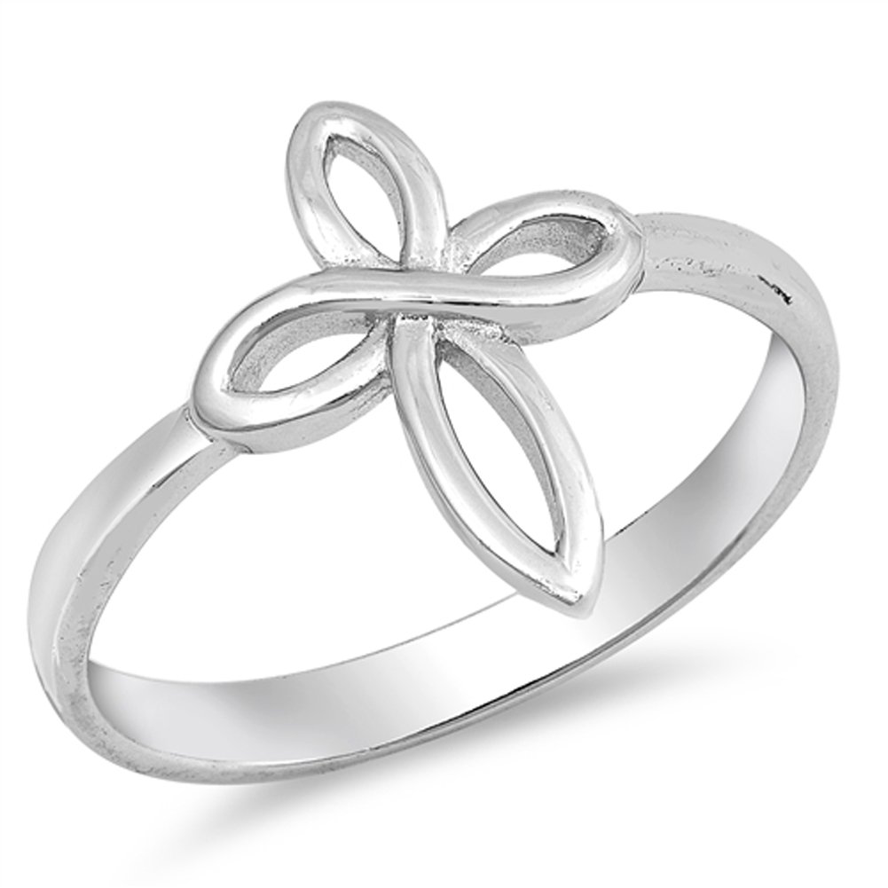 Infinity Love Knot Cross Christian Ring New .925 Sterling Silver Band Size 8