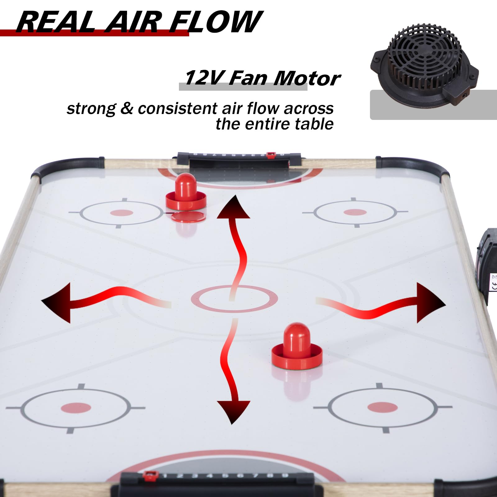 RayChee 54” Air Hockey Table, Indoor Powered Hockey Game Table w/2 Pucks, 2 Pushers, Digital LED Scoreboard, Powerful 12V Motor for Adults and Kids, Home Game Room, Easy Assembly