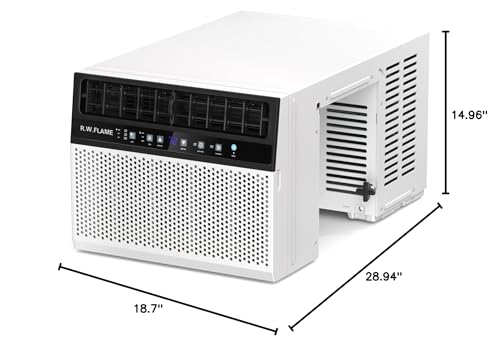 R.W.FLAME 10,000 BTU Window Air Conditioners, U-Shaped Air Conditioner Window Unit, Cools up to 450 Sq.ft, 6 Modes 24H Timer Energy-saving Window AC Units, Full Window View, White
