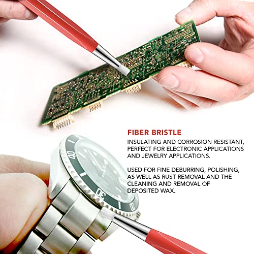 Pixiss Scratch Brush Pen Set with Replacement Tips, Fiberglass, Steel, Brass, Nylon, 5-inches Pen Style Prep Sanding Brush 4-Pack for Corrosion, Rust, Jewelry, Circuit Boards and Auto Body Work