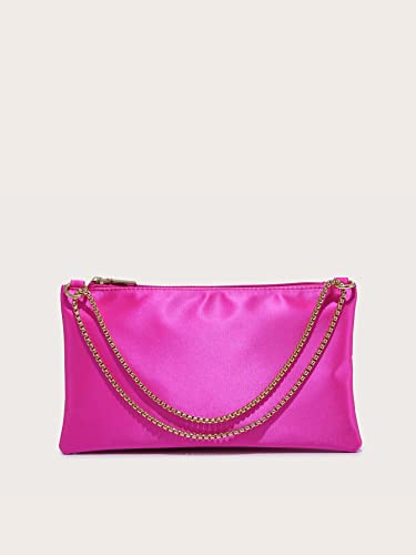 Verdusa Women's Satin Evening Handbag Shoulder Bag Purse Hot Pink one-size