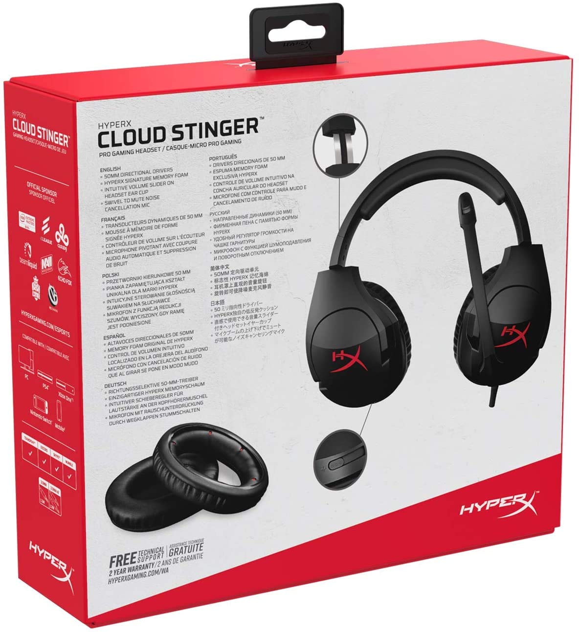 HYPERX Cloud Stinger Gaming Headset - Lightweight Design - Flip to Mute Mic - Memory Foam Ear Pads - Built in Volume Controls - Works PC, PS4, PS4 Pro, Xbox One, Xbox One S (HX-HSCS-BK/NA) (Renewed)