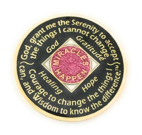 Recovery Line 1 Year NA Pink Bling, Glitter, Medallion - Chip, Coin, Token