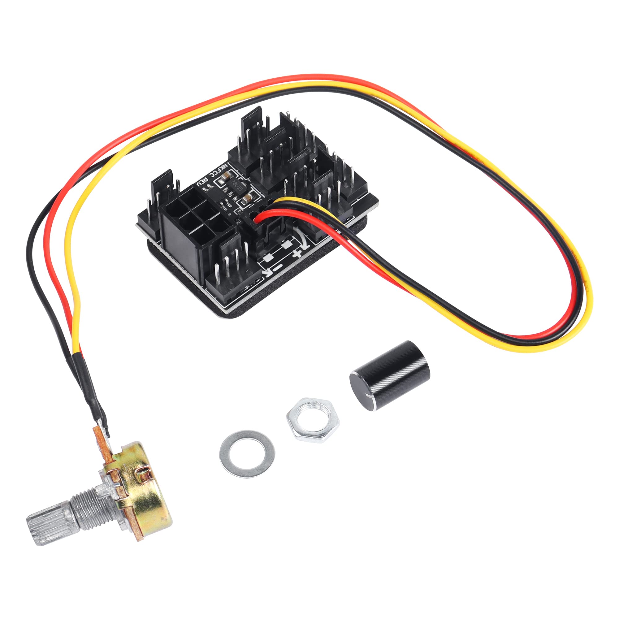 SinLoon 3 Pin 4 Pin Fan Adapter PWM PC Chassis Cooling Fan Hub,Chassis Fan Pressure Regulating Governor,8 Way Splitter 12V Speed Controller with 6 Pin Power Port(8 Way with Cable Black )
