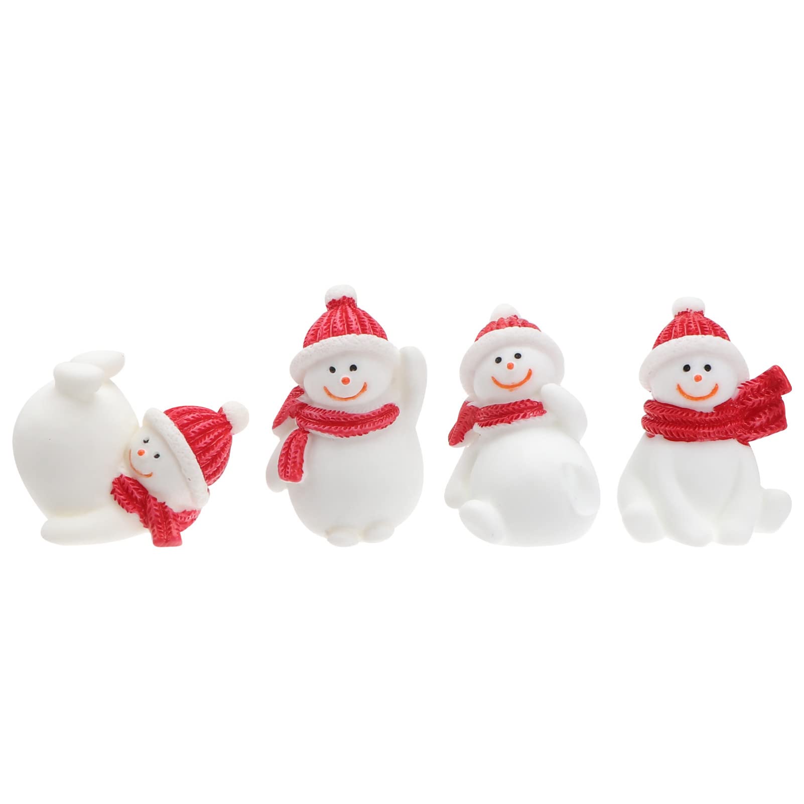 NOLITOY Micro Winter Landscape Ornaments Mini Resin Snowman Statue 4pcs Dollhouse Garden Fairy Yard Sculpture Decoration Random Style