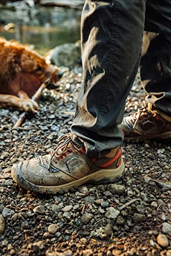 KEEN Men's Ridge Flex Low Height Waterproof Hiking Shoes, Timberwolf/Ketchup, 12 Wide