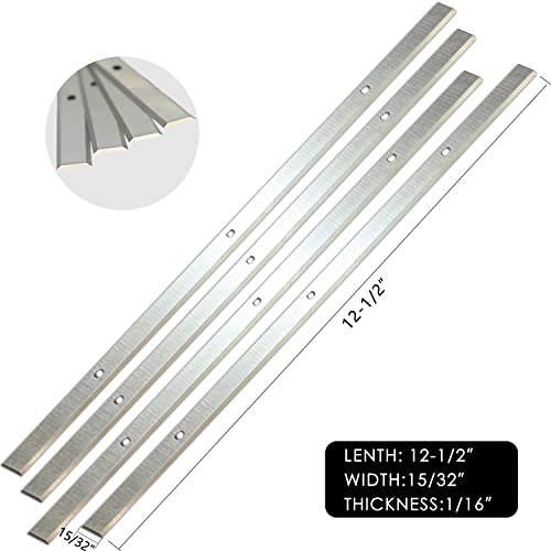 Planer Blades Knives for Delta 22-560 22-562 22-565 TP400LS Craftsman 21758 Wen 6550 Triton TPT125 Grizzly TP305 Porter Cable PC305TP 12.5 Inches HSS Replacement 4pcs