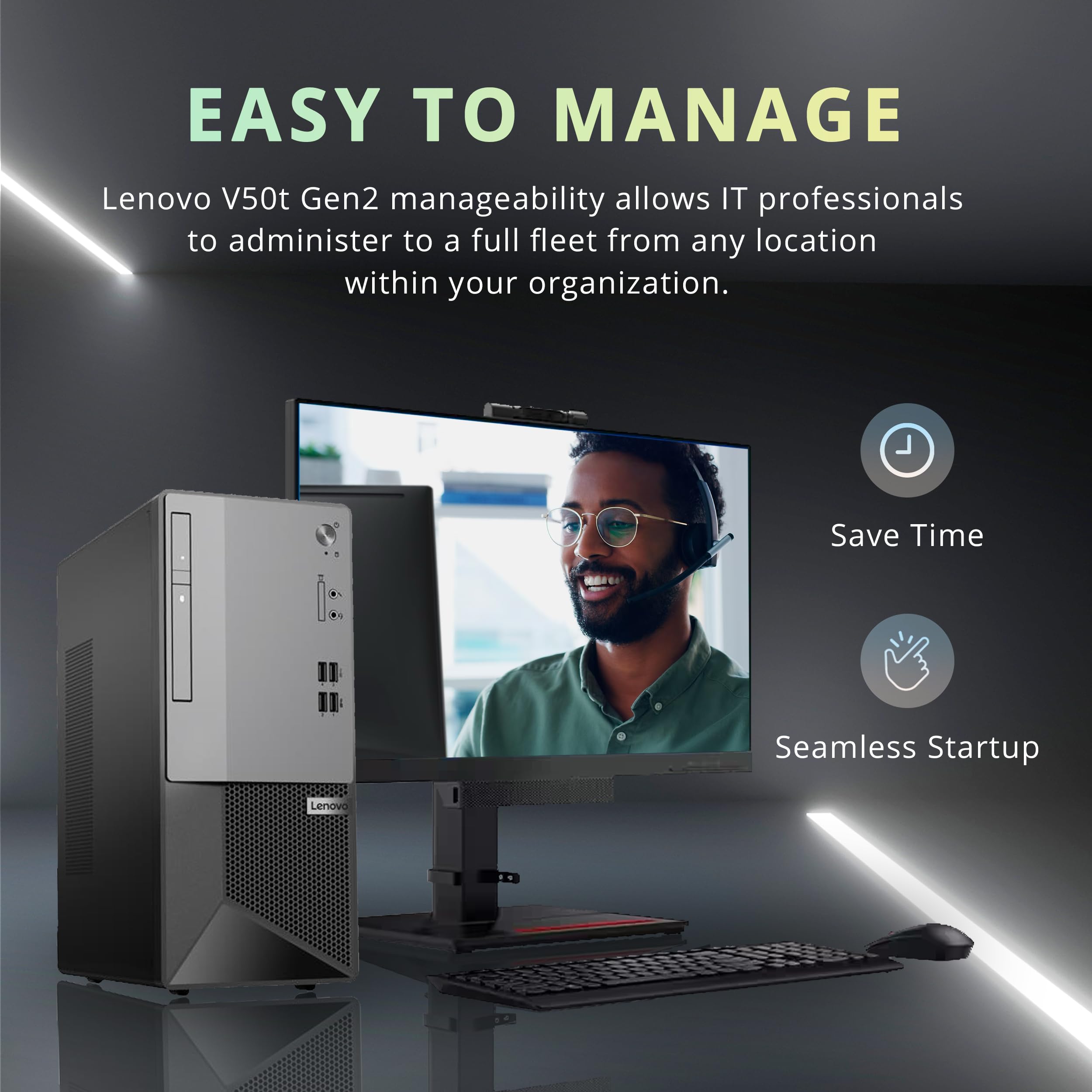 Lenovo V50t Gen2 Business Tower Desktop, Intel Core i5-10400 Processor, 16GB RAM, 512GB PCIe SSD, DVD-RW, HDMI, RJ-45, DP, Wi-Fi, Win 11 Pro, Black, 32GB Hotface USB Card
