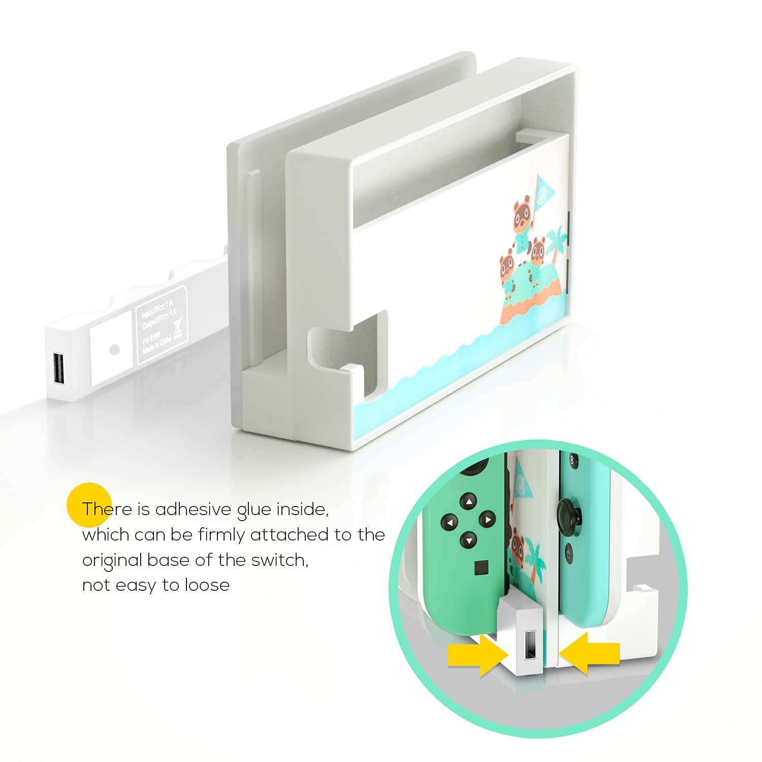 Joy Con Charger for Nintendo Switch, Controller Charger for Nintendo Switch with 6 Cat Claw Joy Con Grips - GreenWhite