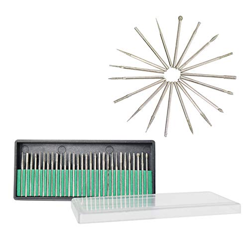 PHYHOO Diamond Burr Bits 2.35MM Diamond Drill Bit Glass Small Pipe Deburring Rotary Tool Accessories 90 Pieces