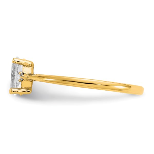 IceCarats 10K Yellow Gold Diamond White Topaz Ring Gemstone Band April Birthstone Jewelry Size 6