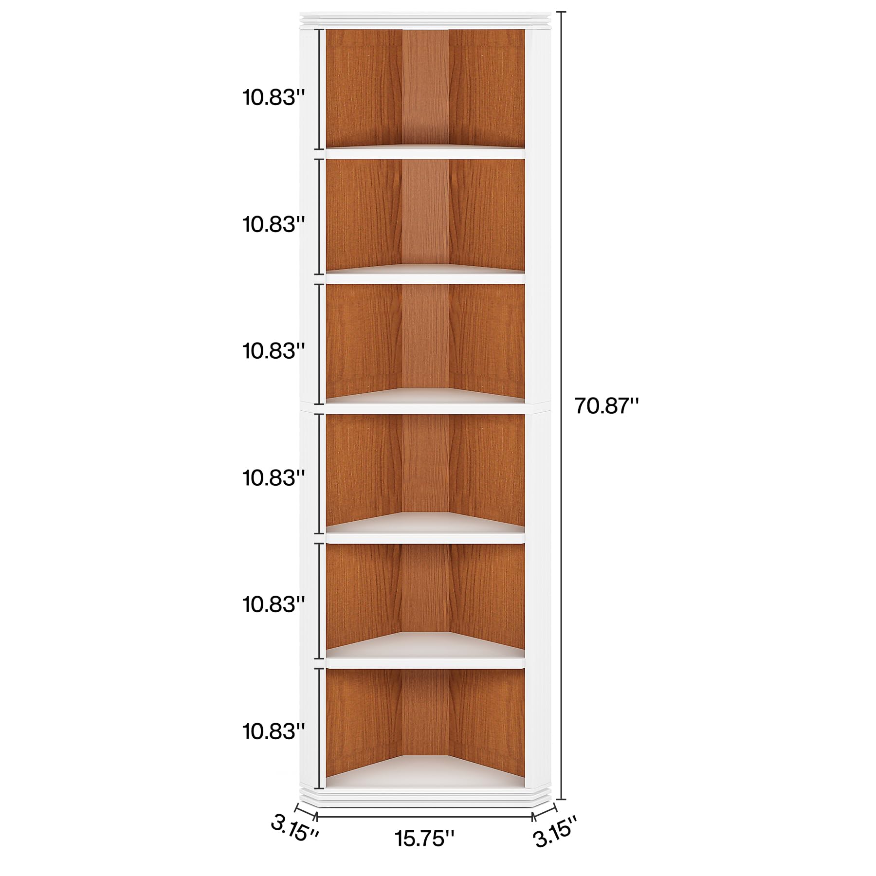 Tribesigns 7-Tier Corner Shelf, 70.87" Tall Corner Bookshelf, Modern White Corner Bookcase, Large Wood Display Shelf for Living Room, Bedroom, Home Office
