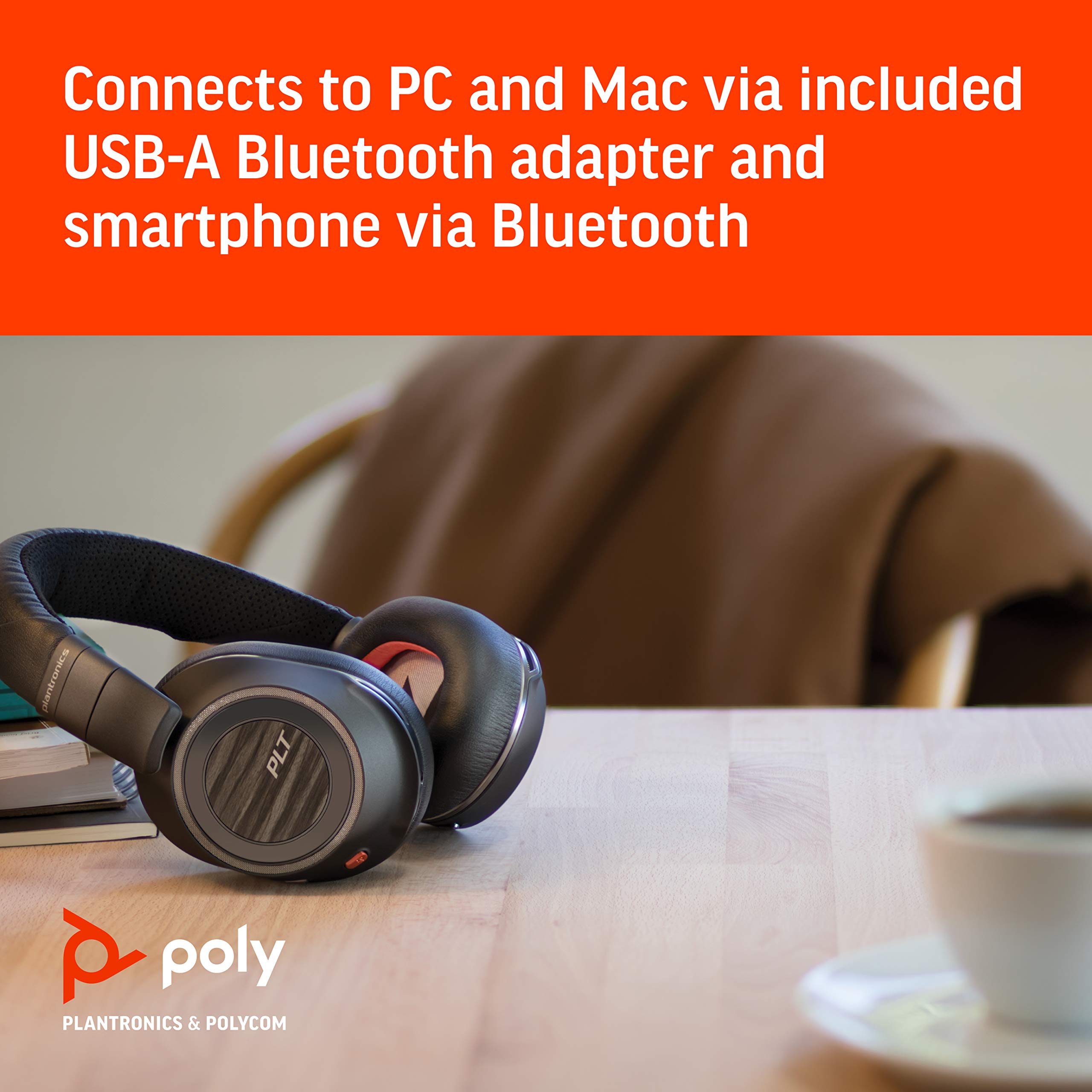 Plantronics - Voyager 8200 UC (Poly) - Bluetooth Dual-Ear (Stereo) Headset - USB-A Compatible to connect to your PC and Mac - Works with Teams, Zoom & more - Dual-Mode Active Noise Canceling
