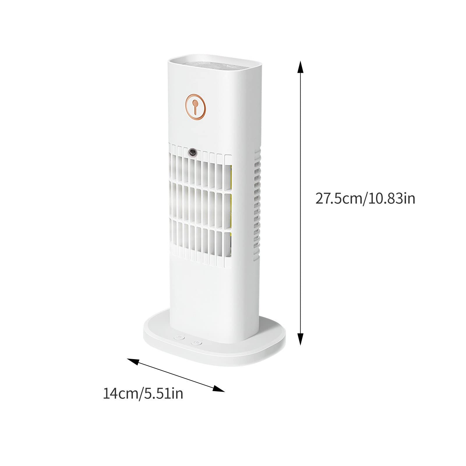 Portable Mini Air Conditioner Cooler Fan - USB Charging Humidifying Spray Cooling Desktop with 3 Wind Speeds - Quiet Desk for Bedroom Home Office Kitchen (White), 139.7x109.69x274.5mm