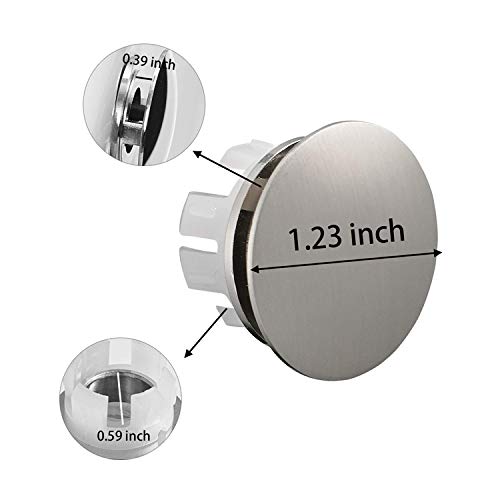 Sink Basin Trim Overflow Cover Brushed Nickel Brass Insert in Hole Round Caps