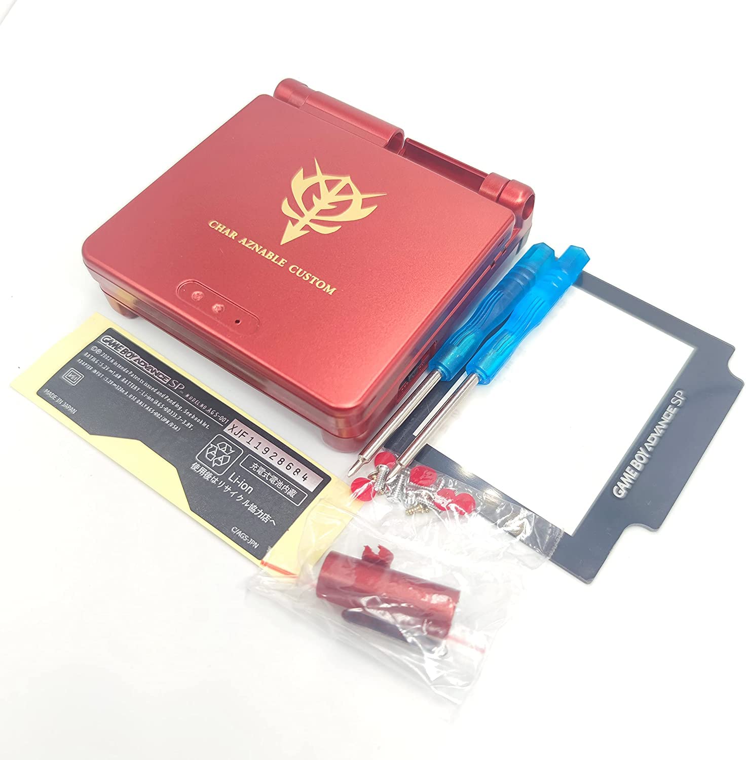 Rymfry Limited Edition Housing Shell Case Cover with Screws Screen Lens Screwdriver for GBA SP Gameboy Advance SP Replacement (A)