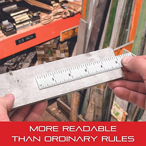 Starrett Spring Tempered Steel Rules with Regular Steel Finish, Quick Reading, and Inch Graduations - 6" Length, 4R Graduation Type, 3/64" Thickness - H604R-6