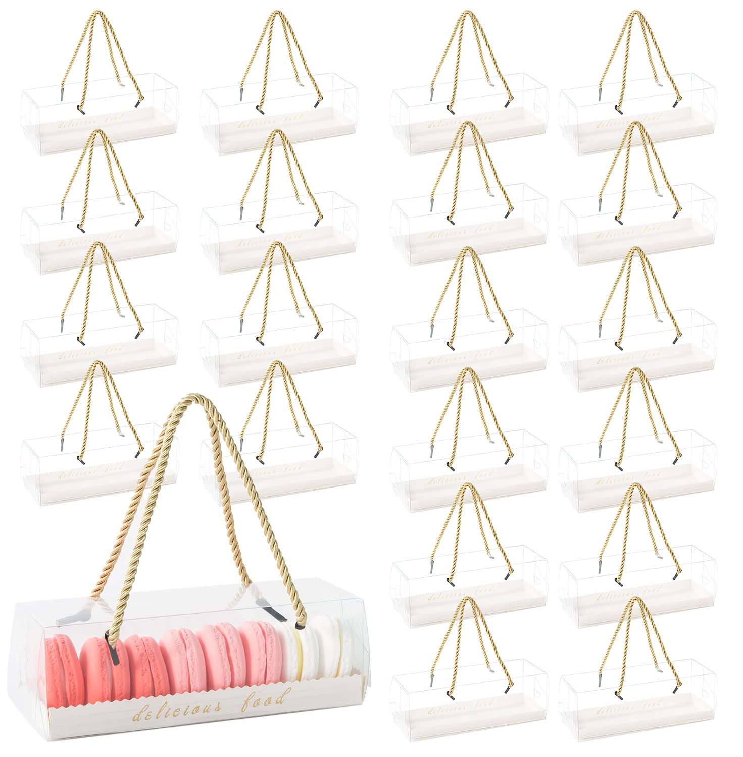 Hzzycaxli Clear Cupcake Boxes with Handles for 4 Count Cupcake Containers, White Bakery Boxes, Disposable Pastry Carrier Holders for Cupcake,Cookies, Treats, Dessert, Muffins,10pack
