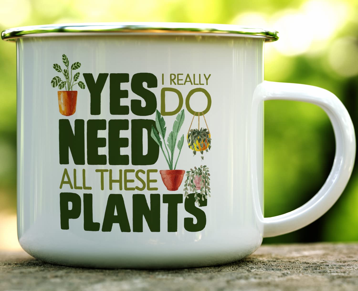 Plant Lover Campfire Coffee Mug, Houseplant Tea Camping Cup, Gardner Landscape Green Thumb Gifts, Yes I Really Do Need All These Plants (16oz)