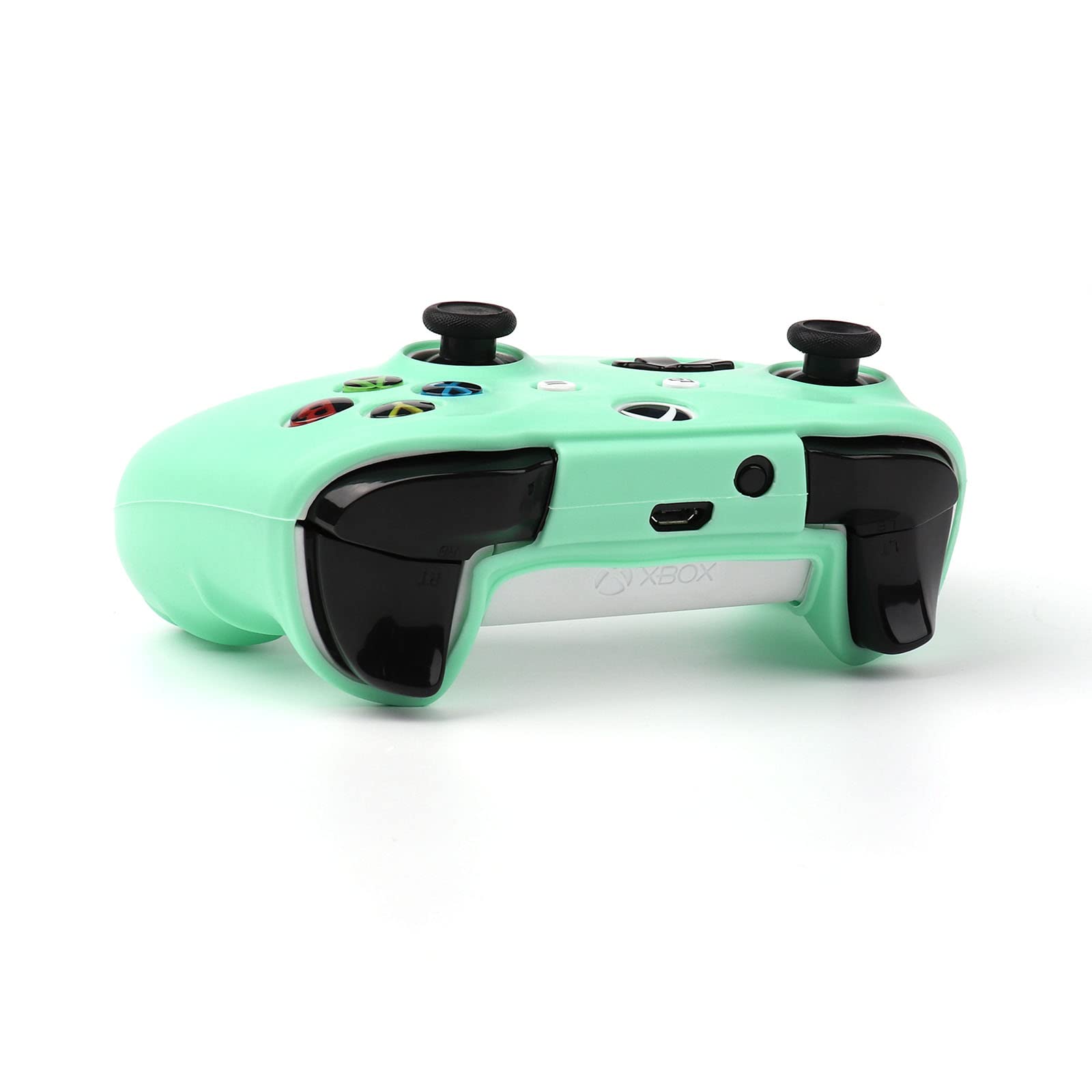 ROTOMOON Pure Green Silicone Controller Skins for Xbox One with 8 Thumb Grips, Sweat-Proof Anti-Slip Controller Cover Skin Protector Compatible with Xbox One S/X Controller