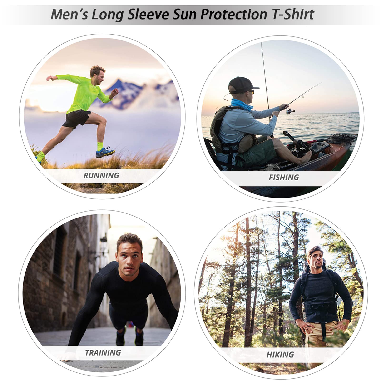 Men's 2 pack UPF 50+ Long Sleeve Shirts UV Sun Protection Quick Dry Workout Shirts for fishing Running Hiking White Grey XL