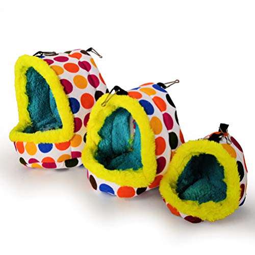 ULTECHNOVO Bird Hanging Hammock House, Winter Warm Thicken Plush Nest Nest Parrot Hammock Bird Sleeping Bed for Conure Lovebird Parakeet Chinchilla Guinea Squirrel Cage Accessory(Size S)