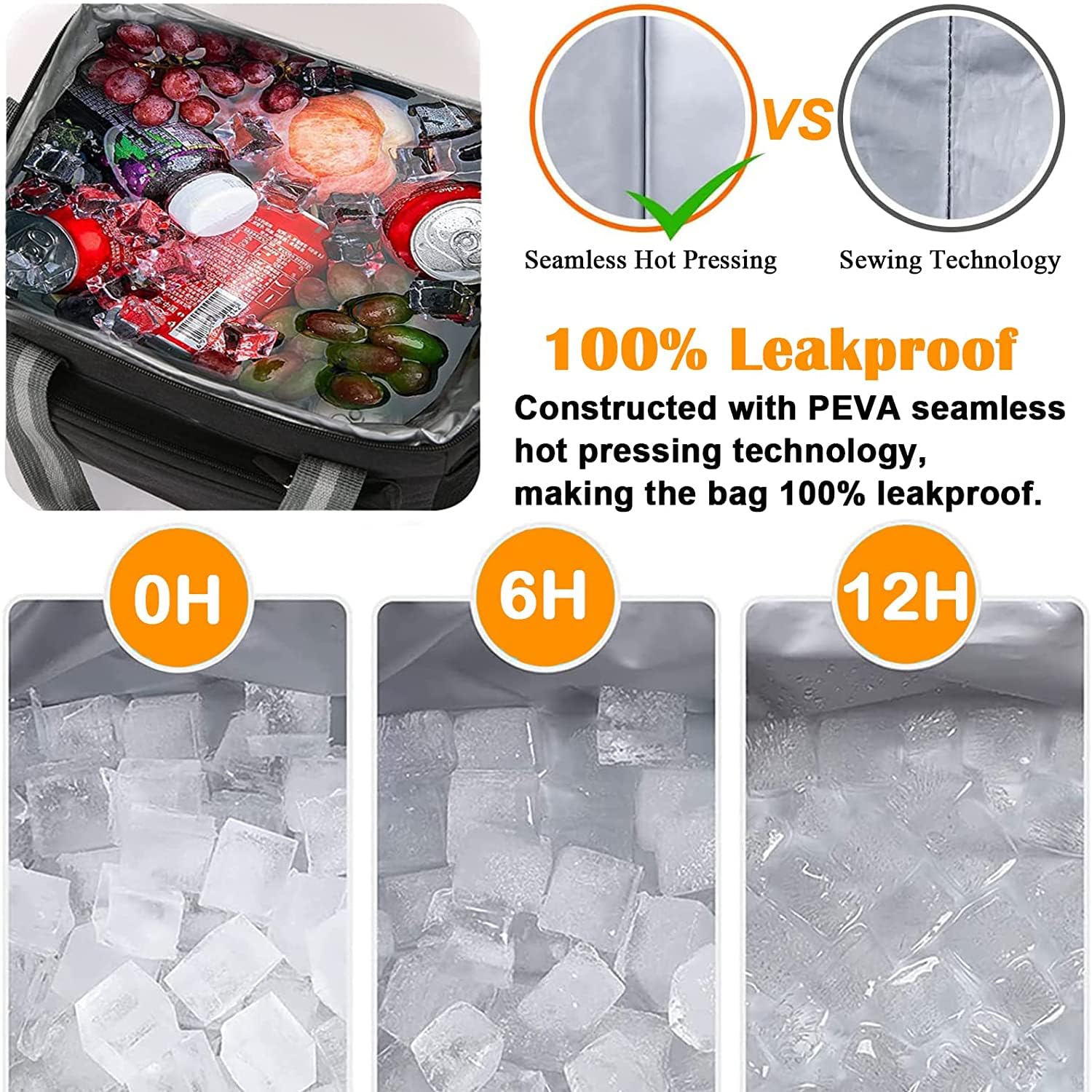 Insulated Cooler Bag for 24Can (14L) Reusable Thermal Bag Leakproof Freezable Cooler Bag Organizer with Adjustable Shoulder Strap for Women Men Office Work Picnic Hiking Beach, Grey