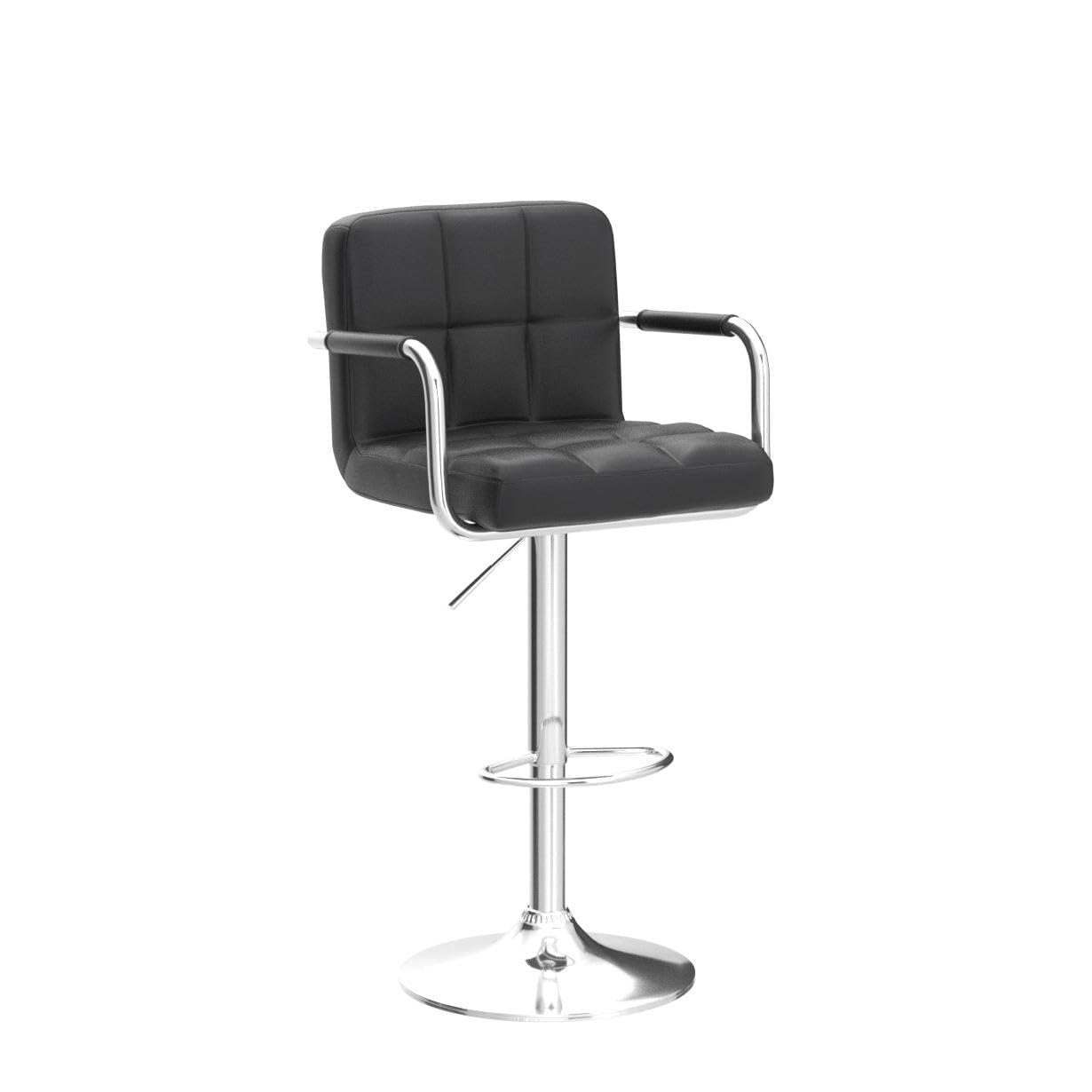 Huracan Bar Stools 1 Pack White Bar Chairs with Arms Swivel Counter Height Stools Adjustable Bar Stool with Back Bar Chair Armrest Modern Island Chairs for Kitchen 360 Degree (White, 1pc)