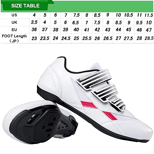 Men's Cycling Shoes Breathable Road Bikes Shoes Lightweight with Look Delta Cleat Compatible with Peloton,White,8