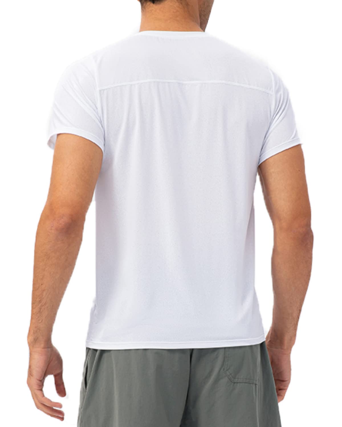 Men's Dry-Fit Short Sleeve T-Shirt Active Athletic Crew Top UPF 50+ Workout Running Fishing Top Tee Performance Shirts White