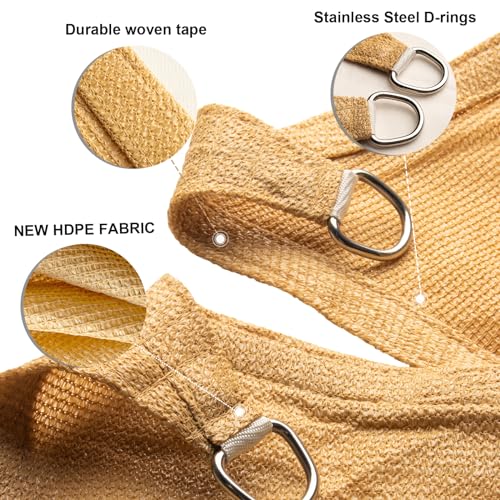 SUNLAX Sun Shade Sail, 10'x 10'x14' Sand Right Triangle Canopy Shades for Outdoor Patio Pergola Cover Sunshade Sails UV Blocking