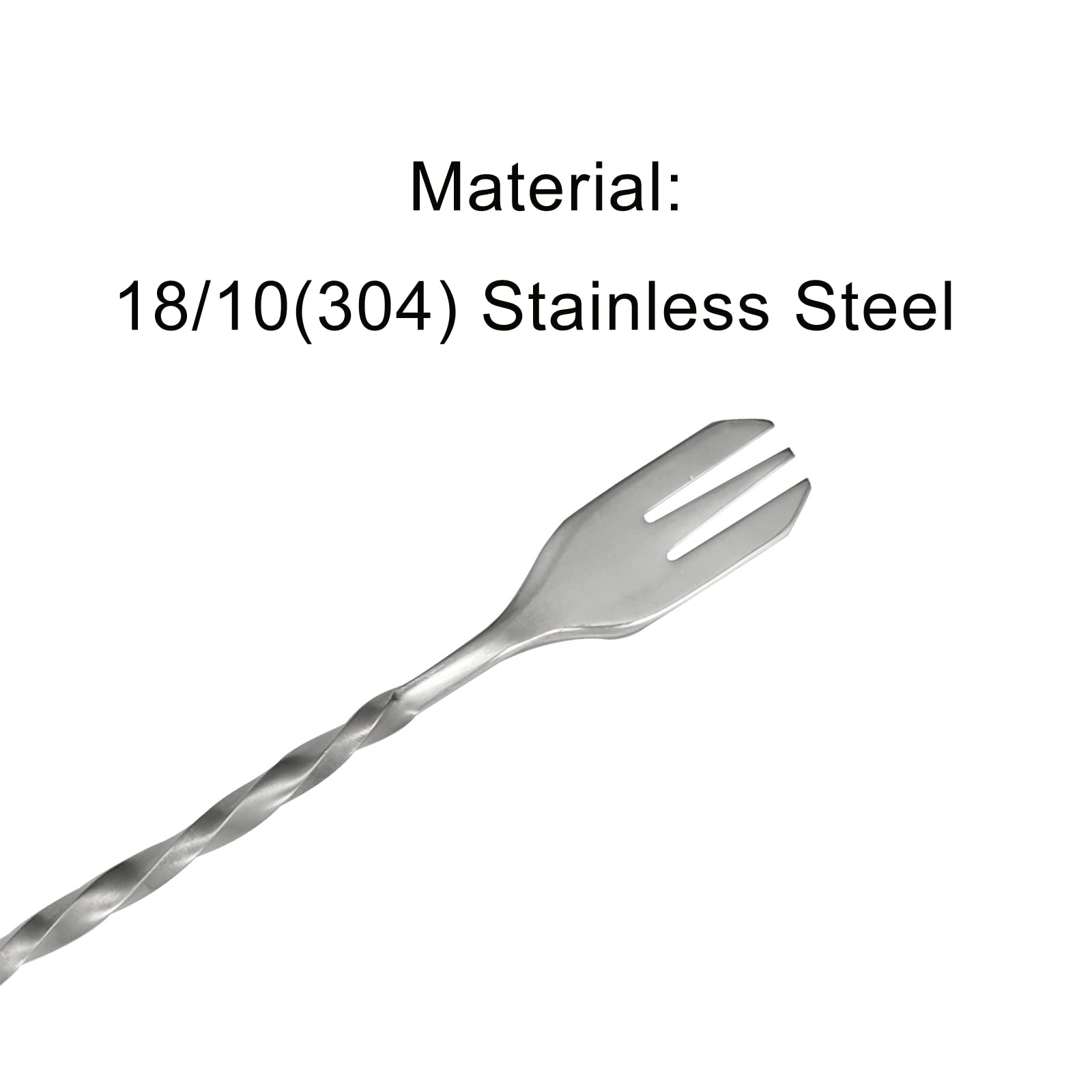 Pinenjoy 2Pcs Skull Bar Spoon and Fork with Spirial Pattern 9.8inch Long Handle 18/10 Stainless Steel Cocktail Shaker Spoon for Bartender Halloween Stirring Beverages