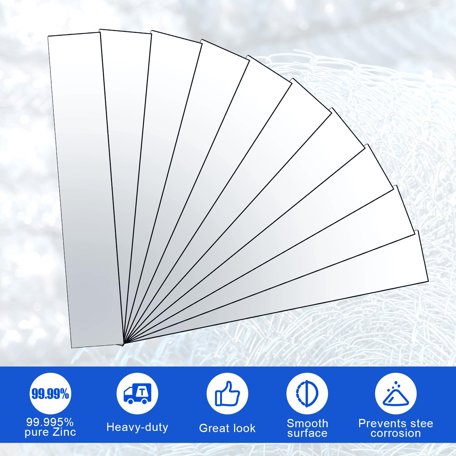 Yaocom 10 Pcs Pure Zinc Anode Sheet (99.995% Pure) for Zinc Plating and Zinc Electroplating, Zinc Electrode Strip 0.04' 'x 1'' x 6'' / 1mm x 25mm x 150mm