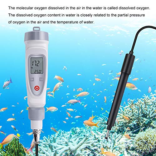 RCYAGO Dissolved Oxygen Meter with DO Probe, DO Meter Water Quality Monitor Freshwater Aquarium Test Kit, Digital Dissolved Meter Portable Pen Type Meter, 0.0-20.0mg/L ±0.3mg/L