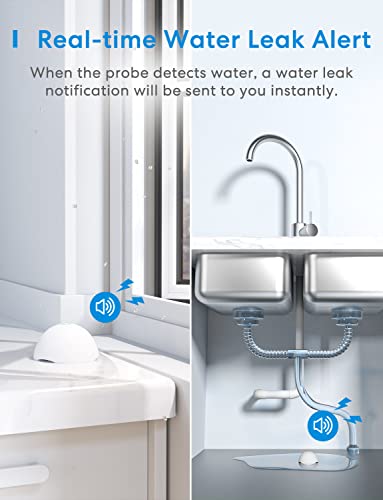 meross Smart Water Sensor Alarm 3 Pack, WiFi Water Leak Detector Support Apple HomeKit, SmartThings, IP67 Waterproof with App Alerts, Alarm, 100M Range for Home Basement Kitchen (Meross Hub Included)