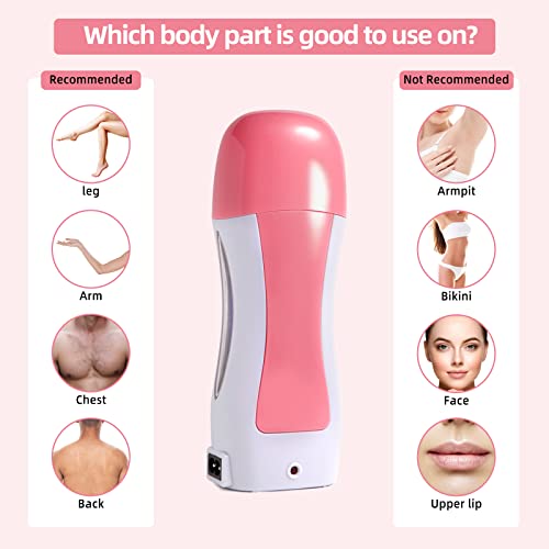 Tobcharm Roll On Wax Kit With Portable Warmer, Roller With 100g Soft Cartridge, 50 Strips. Professional Machine For Hair Removal. At Home Waxing Women And Man Both.