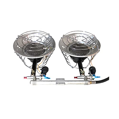 PRI Portable 30,000 BTU Outdoor Propane Tank Top Infrared Heater Double Burner Safety Shut-Off Valve & Tip-Over Switch (Propane Cylinder not Included) (TTH30)