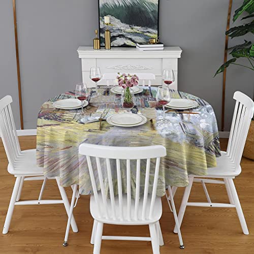 Round Waterproof Tablecloth Van-Gogh-Factory-at-Asnieres- for Kitchen Dining/Party/Wedding Use Washable Table Cover