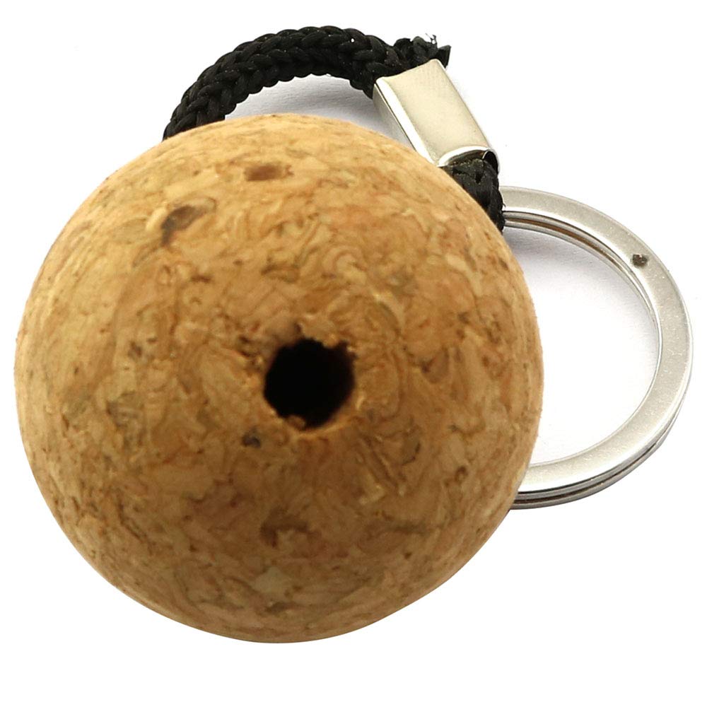 LQ Industrial Float Keychain 2PCS 35mm Floating Cork Keyrings Buoyant Ball Keyring with Black Rope